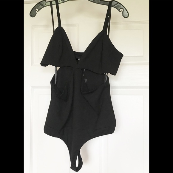 bebe | Tops | Nwt Bebe Side Cutout Bodysuit In Black Sz M | Poshmark